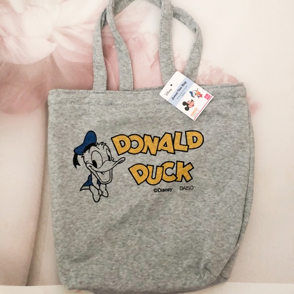 Bags | Donald Duck Bag Tote Mickey Mouse Gray Fabric Soft Shoulder Bag ...